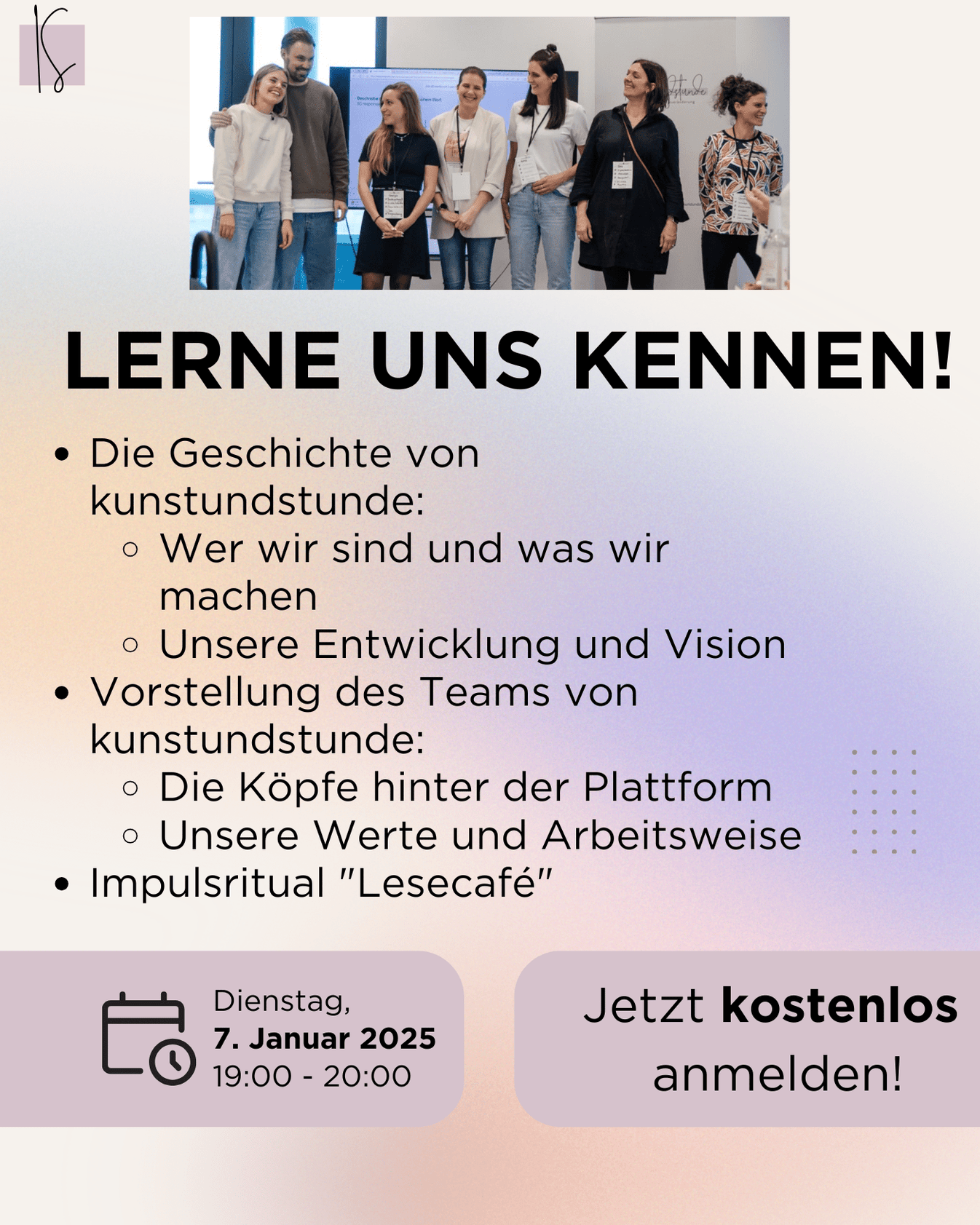 Lerne uns KOSTENLOS kennen! | Leonie & Team – Kunstundstunde